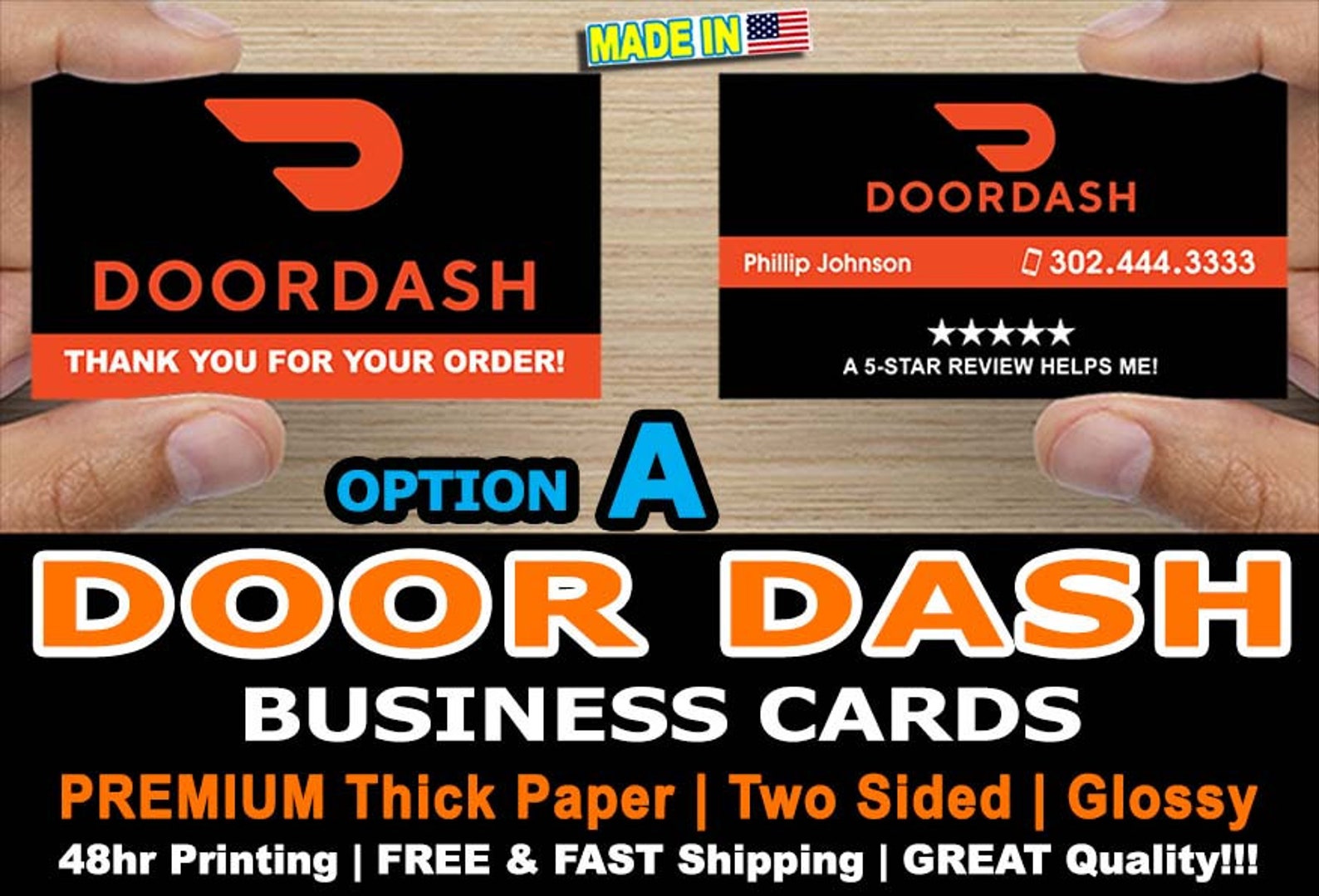 DOOR DASH Food Delivery Custom Personalized Business Cards - Etsy