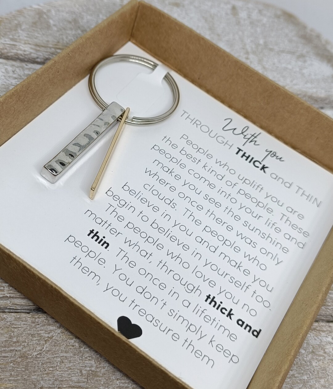Couples Romantic Thick and Thin Keyring, Valentines Present ...