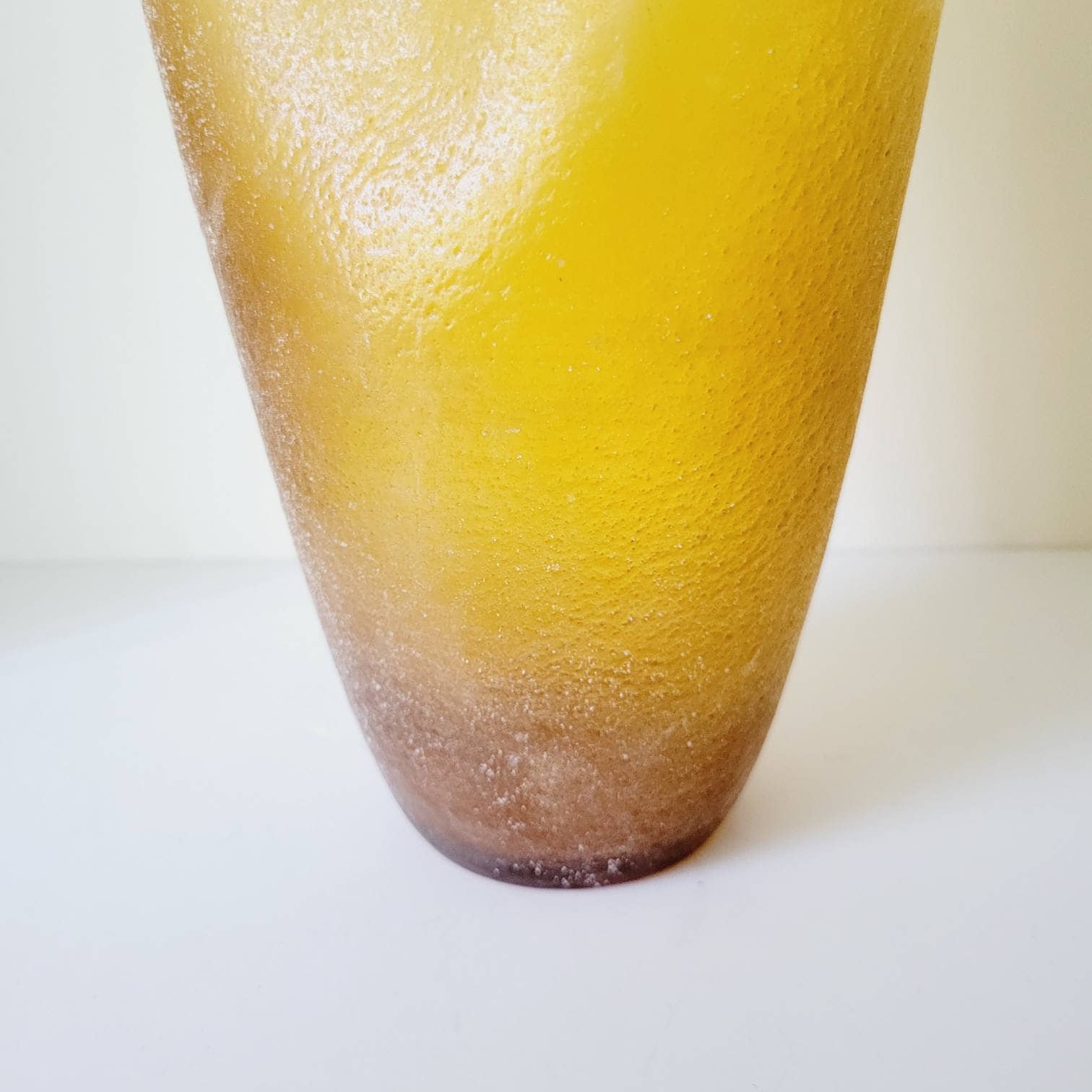 Tall Amber Textured Glass V Shaped Vase. Open Rim Art Glass | Etsy