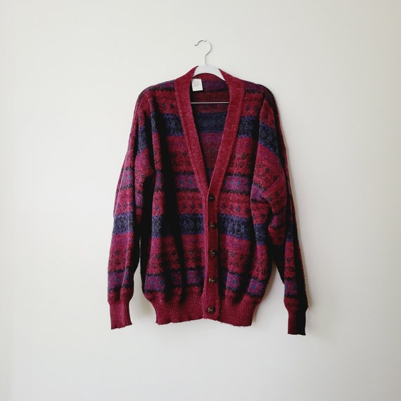 Vintage Italian Wool Blend Fair Isle Men's Cardigan. … - Gem