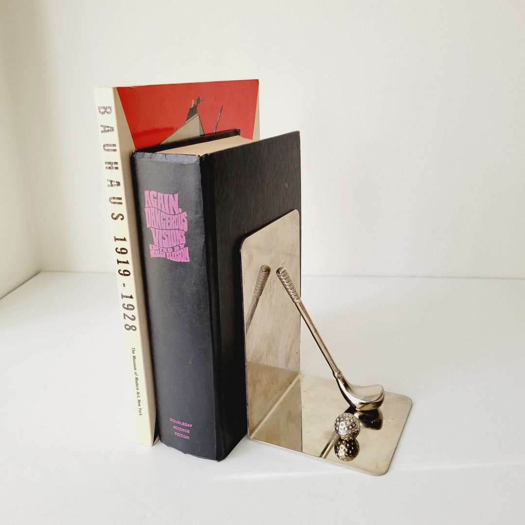 Single Silver Golf-themed Bookend. Sporty Golf Bookend Gift. Golf Lover ...