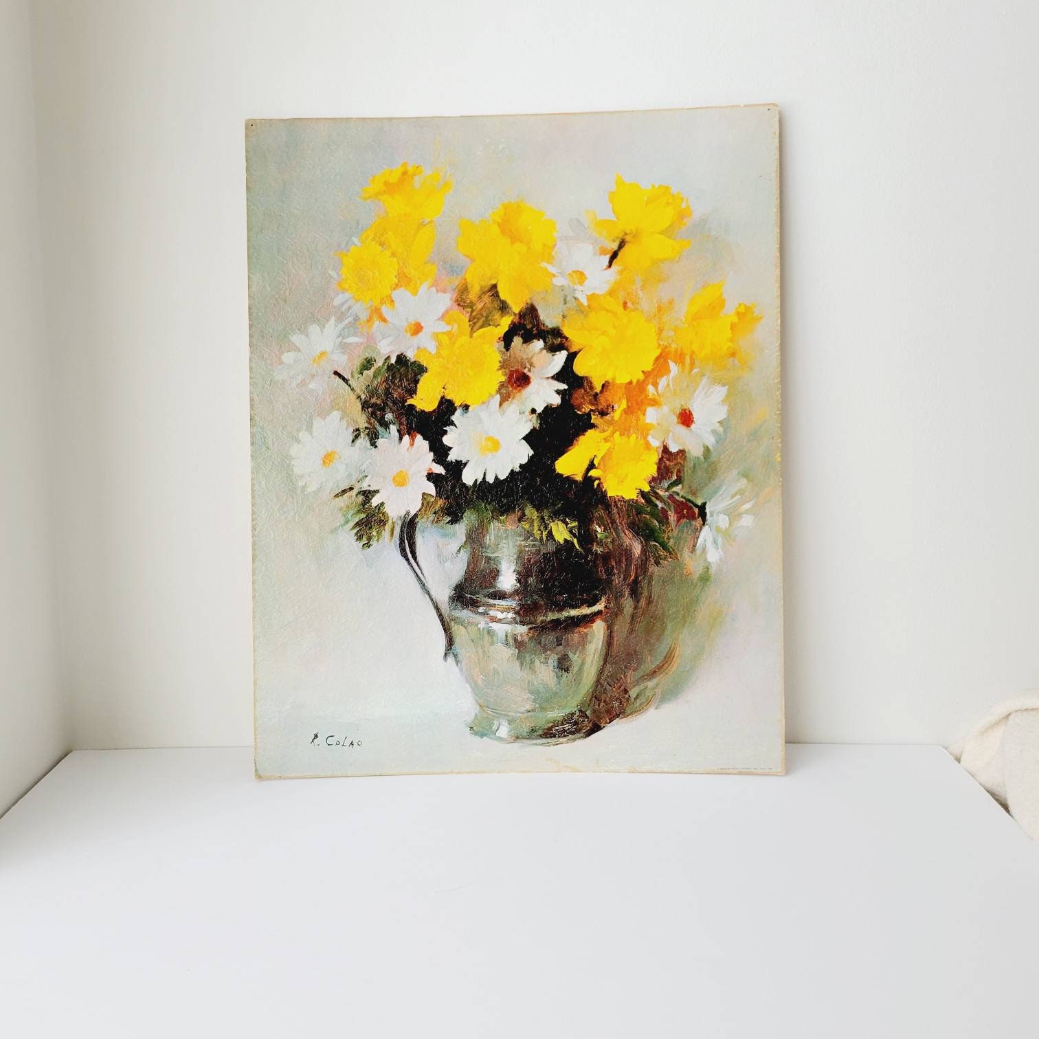 Vintage Still Life Rudolph Colao Daisies Art Print. Unframed Textured ...