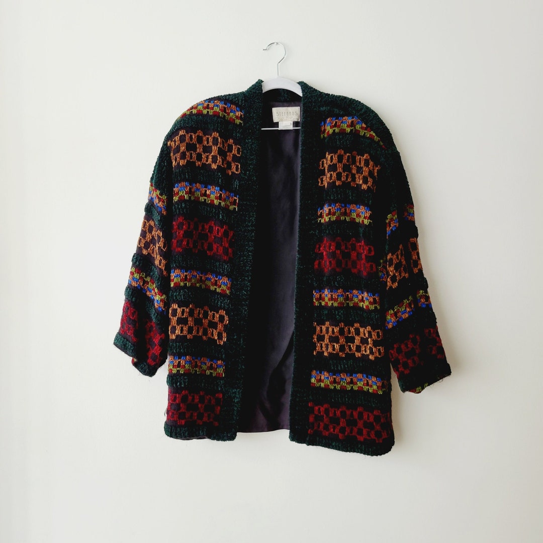 Vintage Moody Tufted Longline Cardigan. Bold Raised Patterned Textured ...