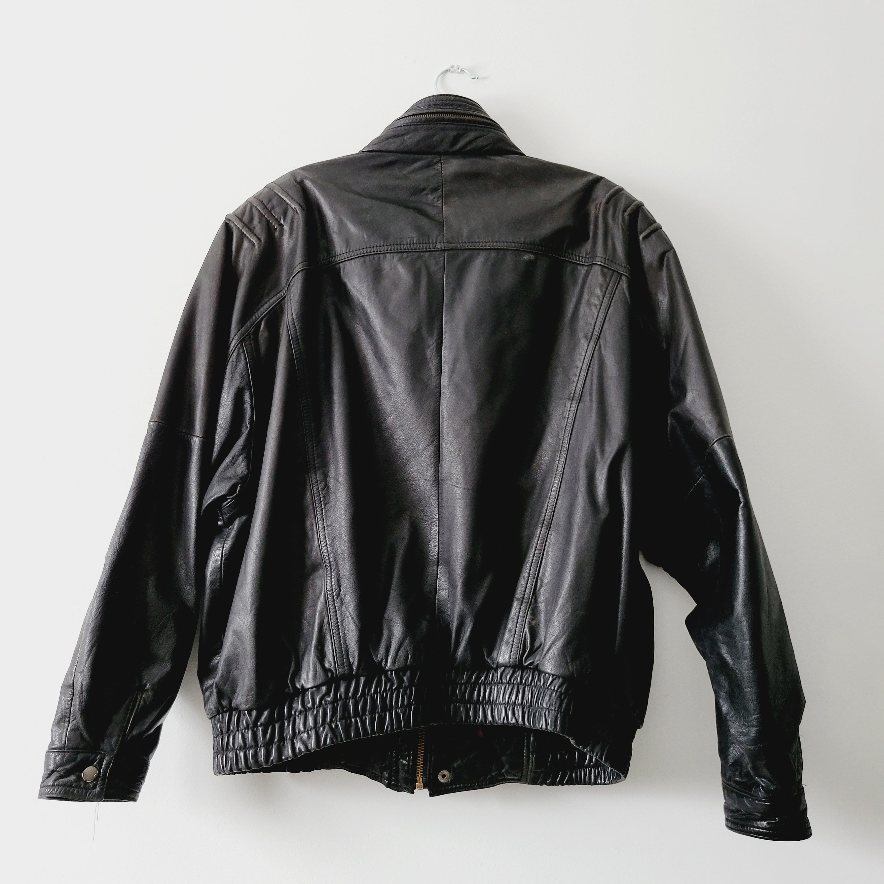 Vintage 90s Black Leather Men's Biker Jacket. Boxy Fit Soft Vintage 90s Black Leather Men's Biker Jacket. Boxy Fit Soft