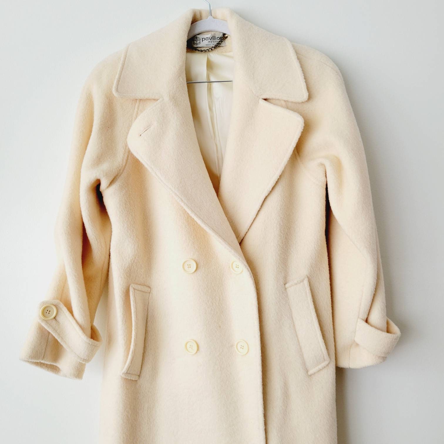 Dramatic Vintage Full-length Ivory Wool Coat. Double Breasted - Etsy
