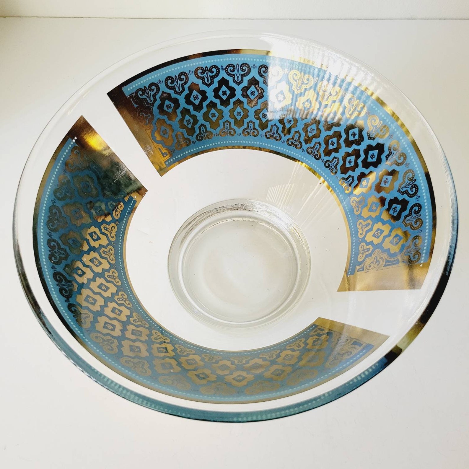 Large Vintage Culver Seville Serving Bowl. Atomic Gold Leaf - Etsy