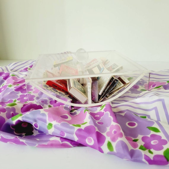 Vintage Lucite 80s Art Deco Two Sided Candy Dish With Lid. - Etsy