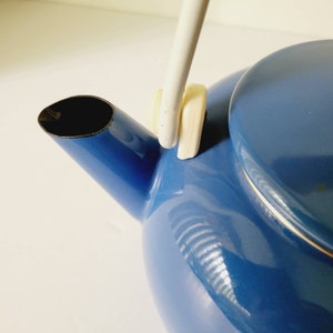 Vintage Periwinkle Blue Enamel Tea Kettle. Retro Colored Enamelware ...