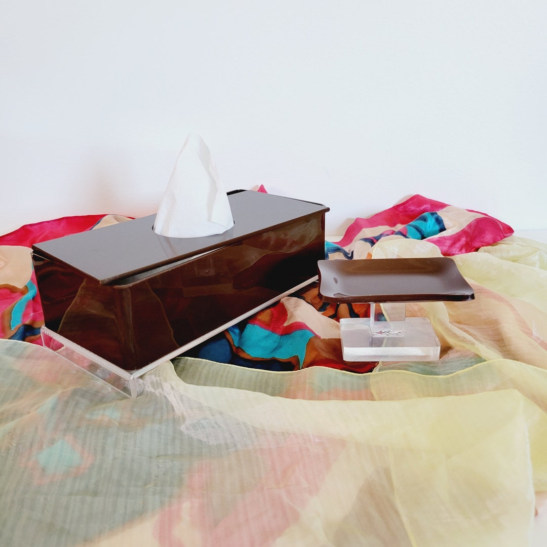 Matching Space Age Lucite Tissue Holder and Pedestal Soap Dish. Mid Mod ...