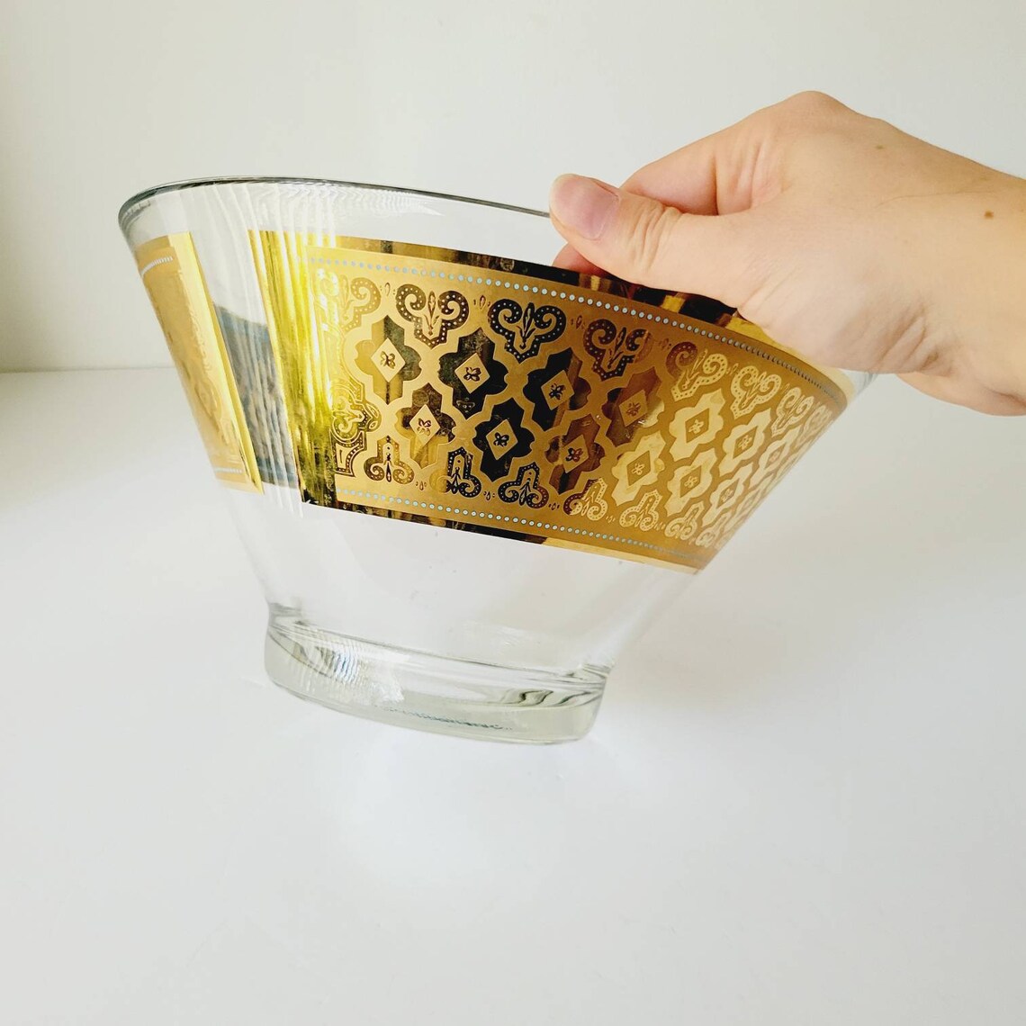 Large Vintage Culver Seville Serving Bowl. Atomic Gold Leaf - Etsy