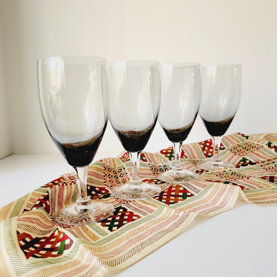 4 Fostoria Debutante Crystal Wine Glasses. Vintage Hollywood Regency ...