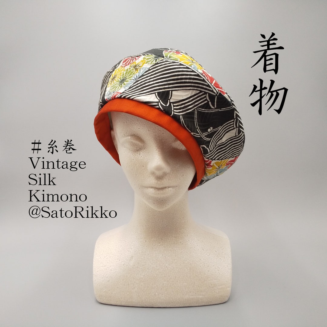 Kimono Beret, Remake, Obi, Vintage Silk, One Size Fits All, Japan ...