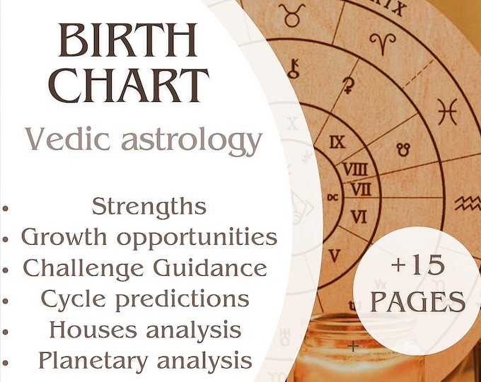 Vedic Astrology Chart, Overview and Explanations. Print on Professional ...