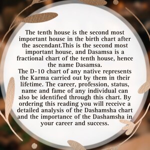 Dasamsa Chart Reading Vedic Astrology. Career & Wealth Report. D10 ...