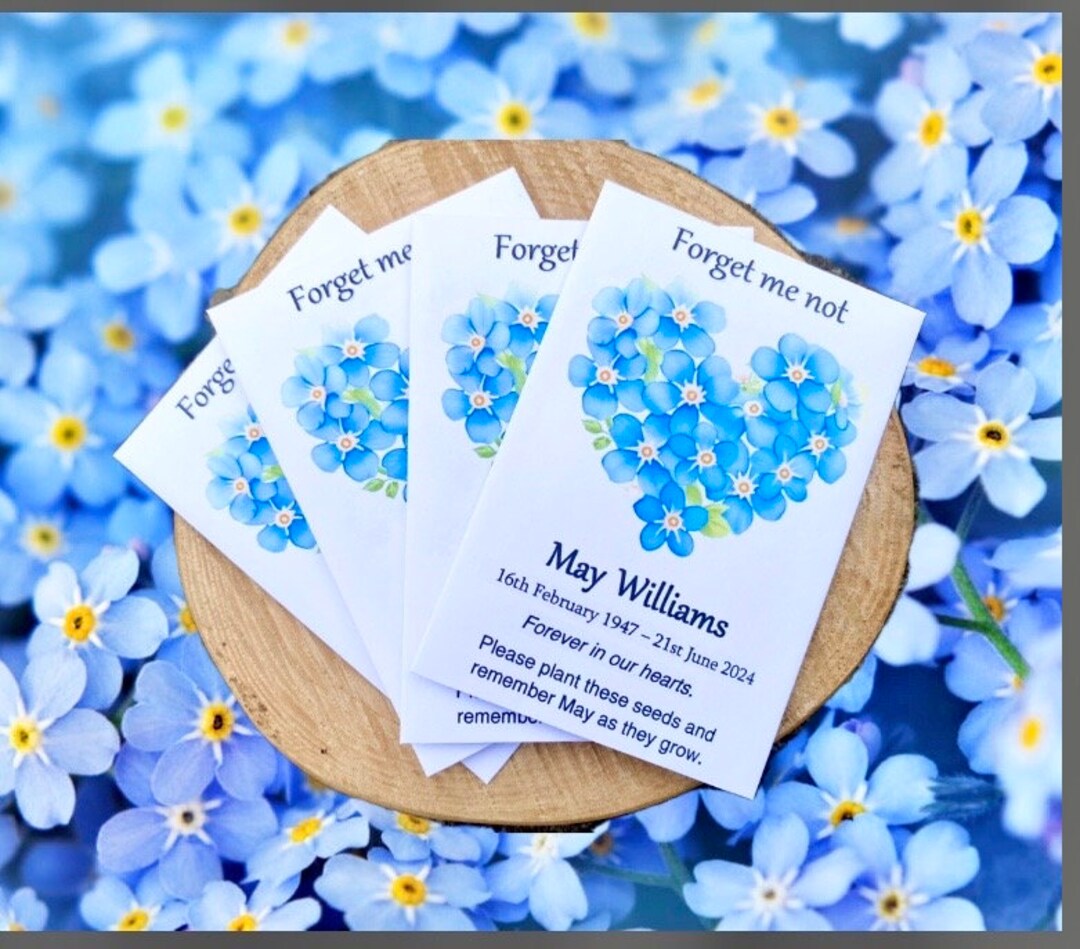 10 Personalized Forget-me-not Seeds Funeral Memorial Memory Remembrance ...
