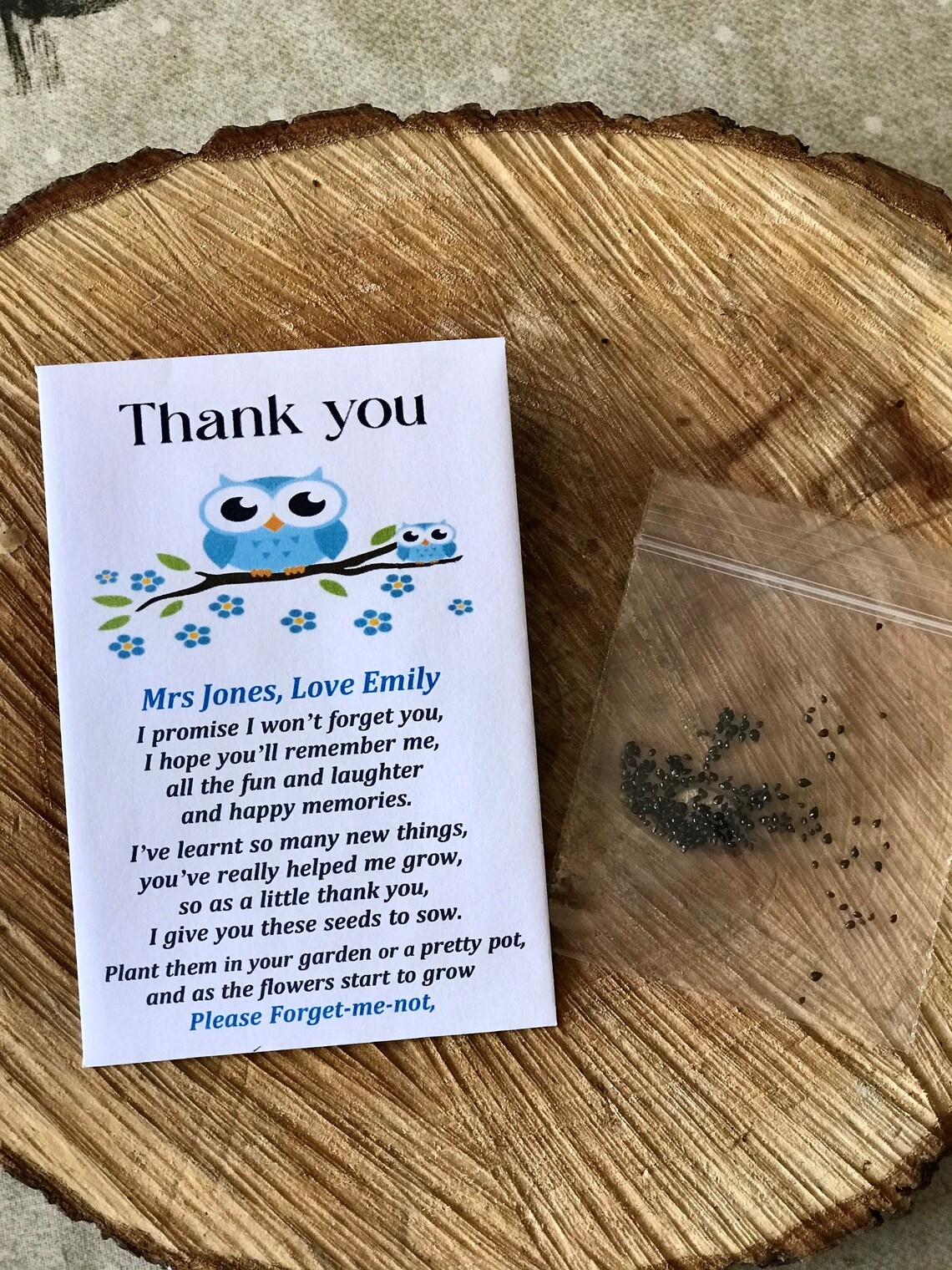 Personalised Teacher Forget Me Not Seed Gift End of Year - Etsy UK