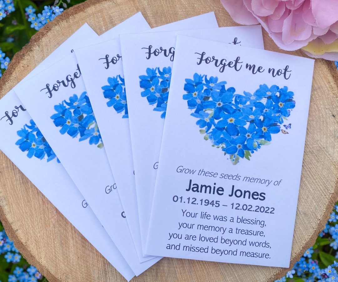 10 Personalized Forget-me-not Seeds Funeral Memorial Memory Remembrance ...