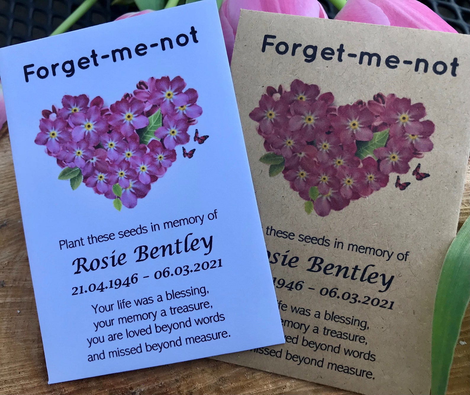 10 Personalized Forget-me-not Seeds Funeral Memorial Memory Remembrance ...