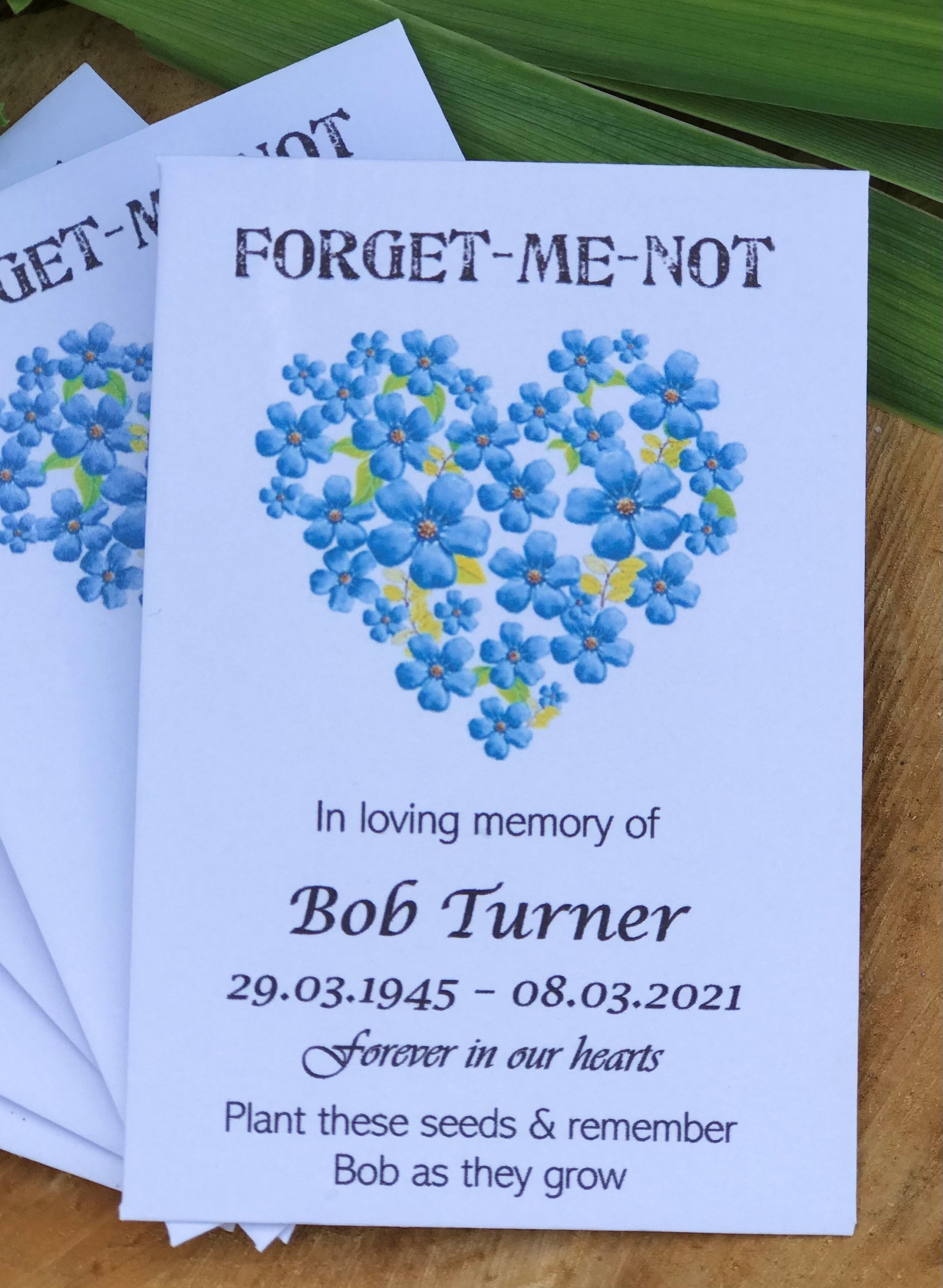 5 Personalised Forget-me-not Seeds Funeral Memorial Memory Remembrance ...