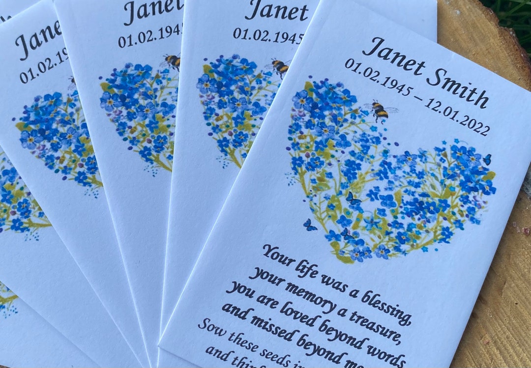 10 Personalized Forget-me-not Seeds Funeral Memorial Memory Remembrance ...