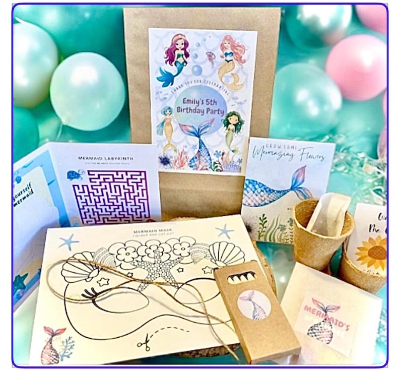 Mermaid Personalized Eco Friendly Kids Birthday Party Bags Candles ...