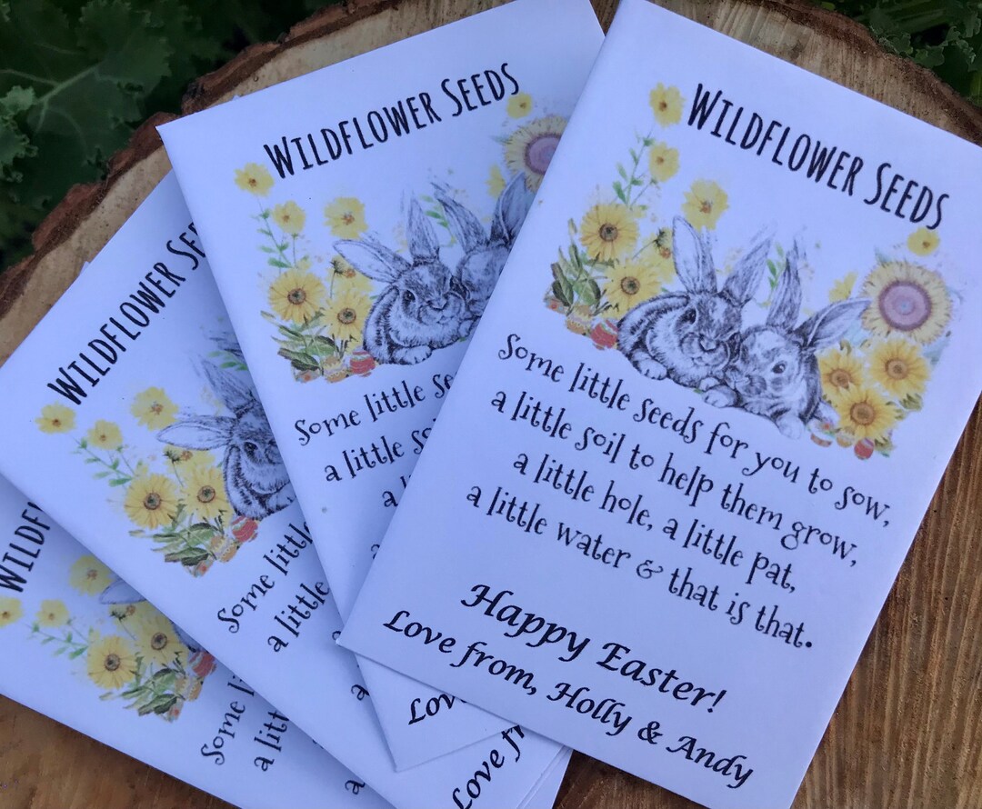 Personalized Happy Easter Gift Wildflower Seed Mix Packets ECO Friendly ...