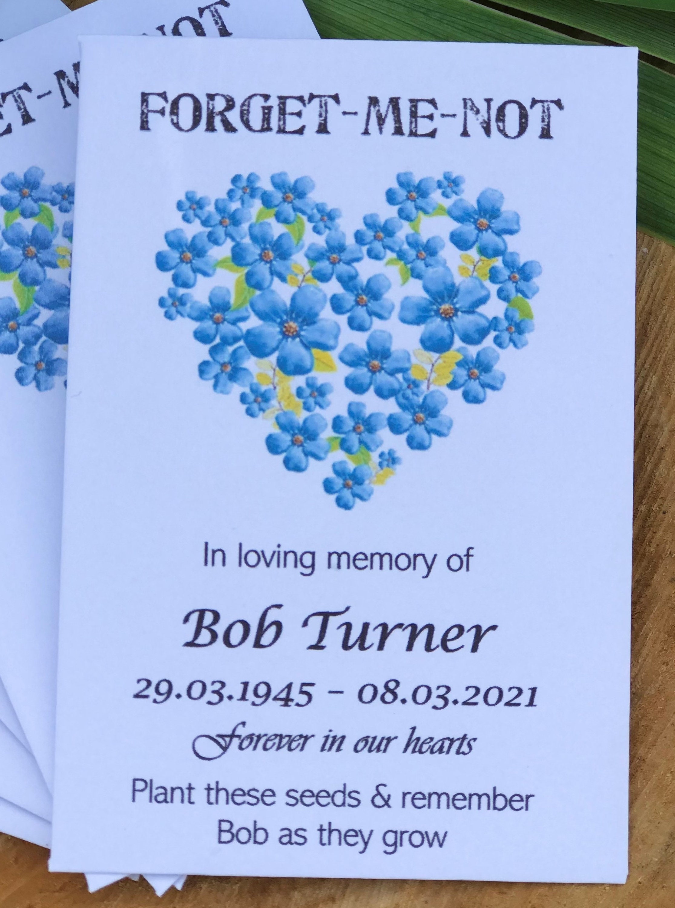 5 Personalised Forget-me-not Seeds Funeral Memorial Memory Remembrance ...