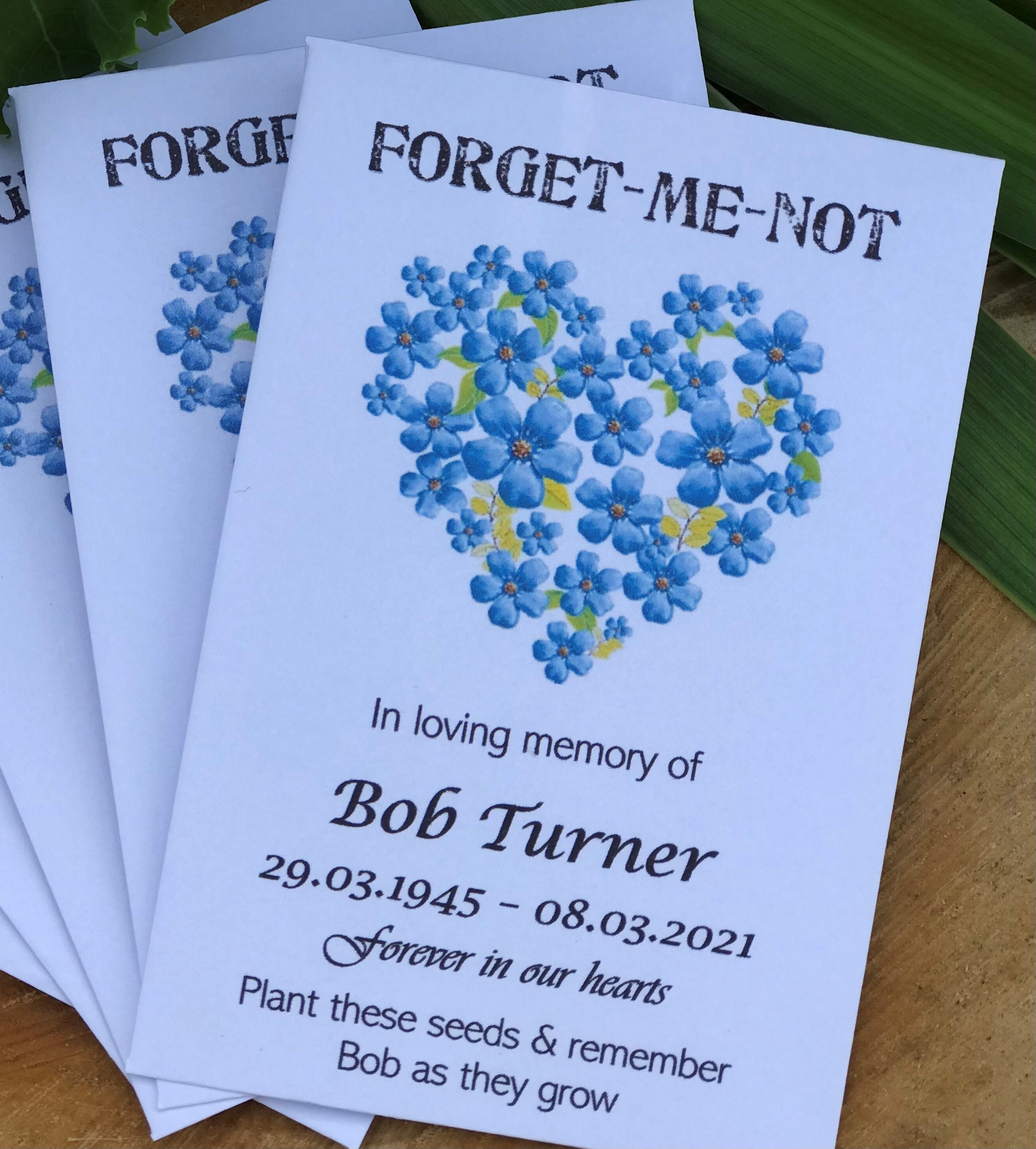 5 Personalised Forget-me-not Seeds Funeral Memorial Memory Remembrance ...