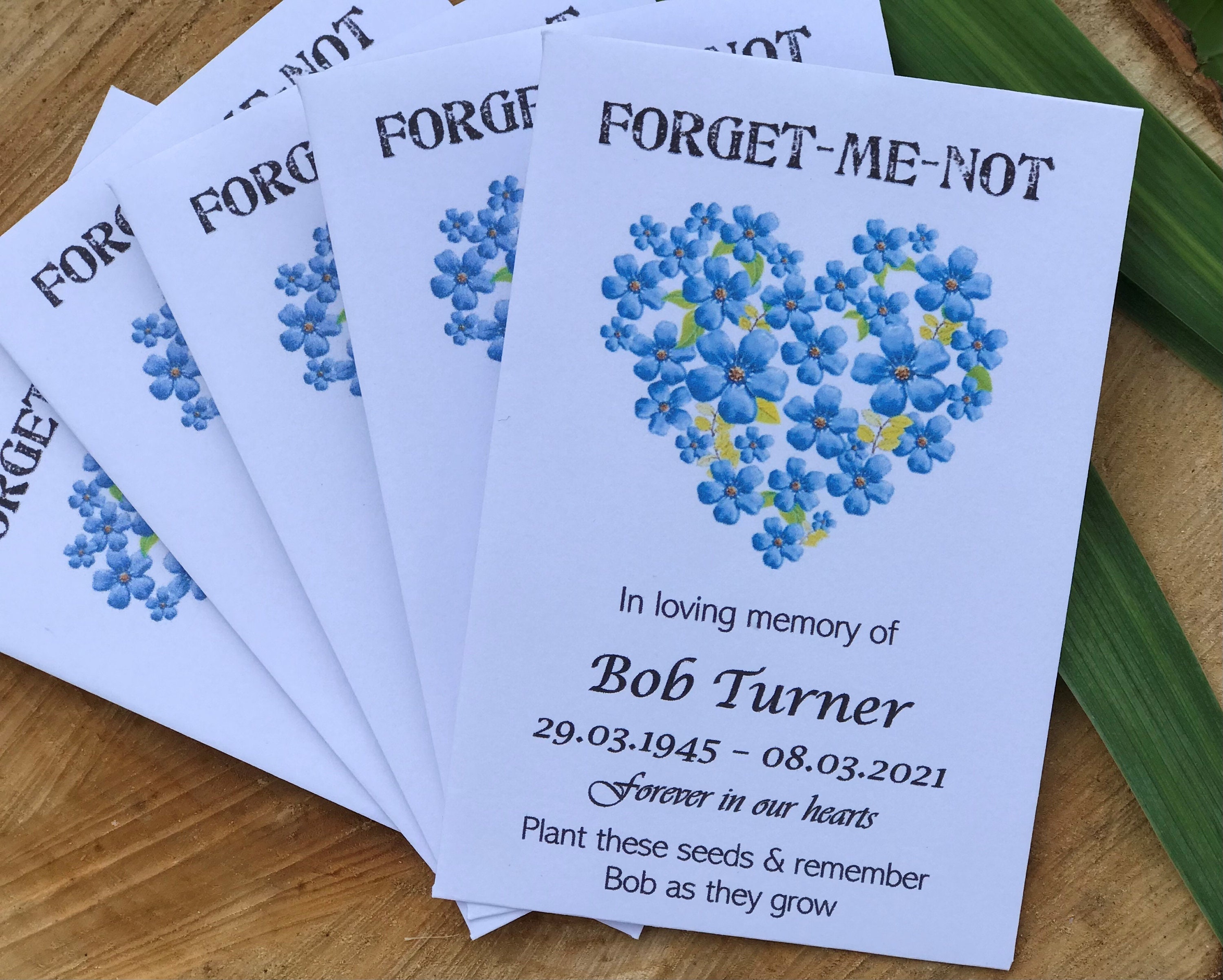 5 Personalised Forget-me-not Seeds Funeral Memorial Memory Remembrance ...