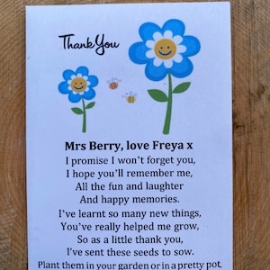 Personalized Teacher Forget Me Not Seed Gift, End of Year Teacher Gift ...