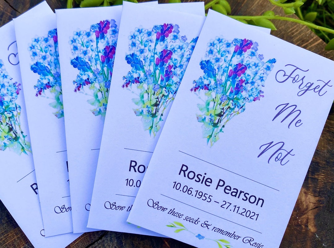 10 Personalized Forget-me-not Seeds Funeral Memorial Memory Remembrance ...