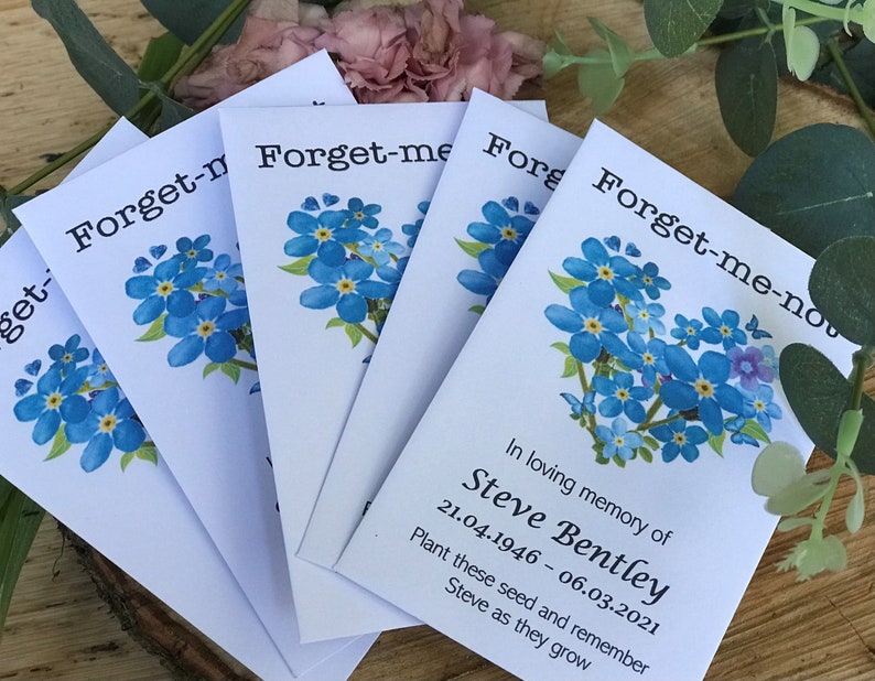 10 Personalised Forget-me-not Seeds Funeral Memorial Memory - Etsy UK