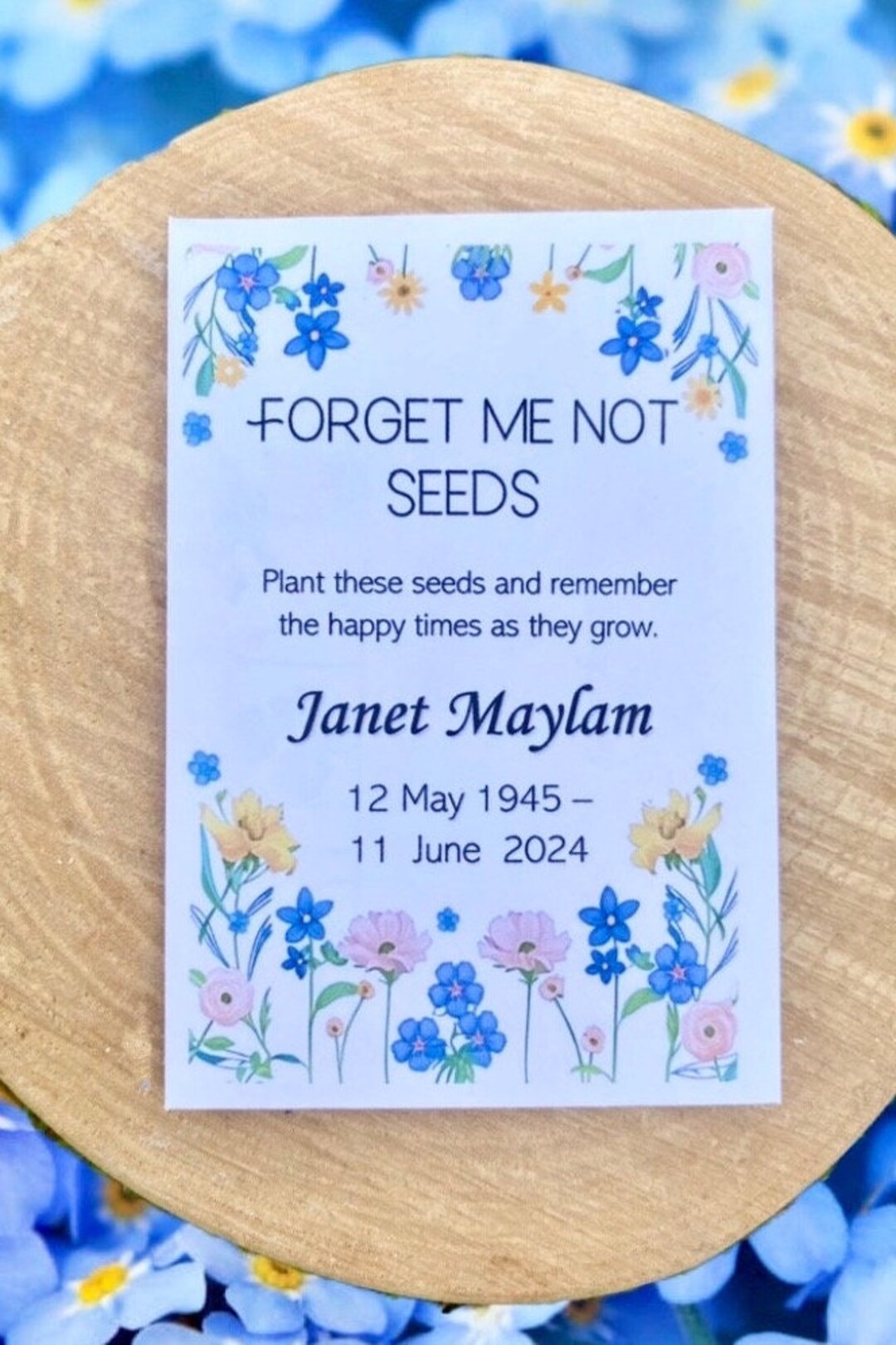 10 Personalized Forget-me-not Seeds Funeral Memorial Memory Remembrance ...