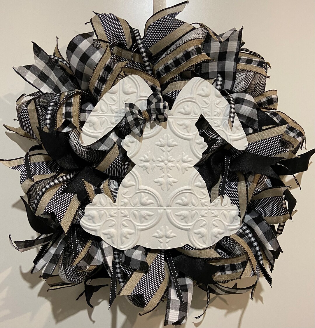 Buffalo Plaid Easter Wreath, Bunny Wreath, Easter Bunny Wreath ...