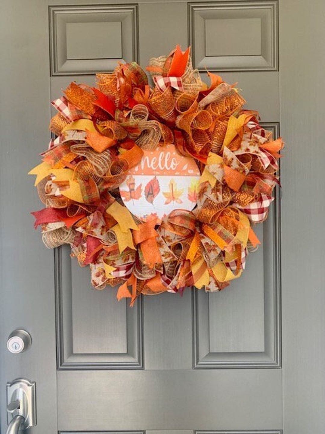 Hello Fall Wreath, Fall Wreath, Fall Leaves Wreath, Fall Colors Wreath ...