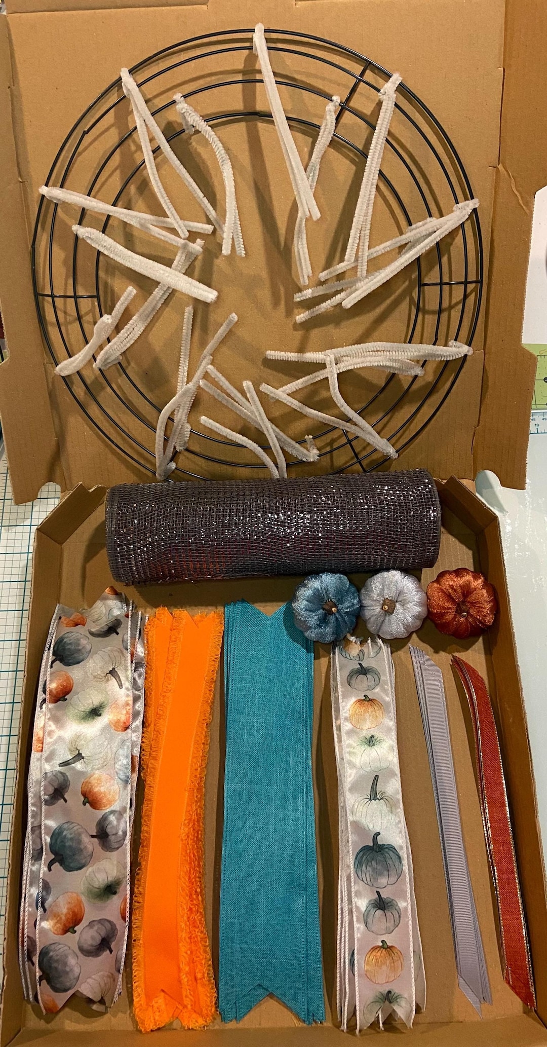 Pumpkin Wreath Kit, Fall Wreath Kit, Blue Pumpkin Wreath Kit, Craft Kit ...