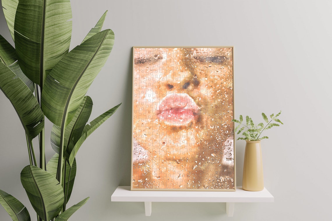 Women Face Jigsaw Puzzle, Pout Face Wall Art, Wooden Jigsaw Puzzle and ...