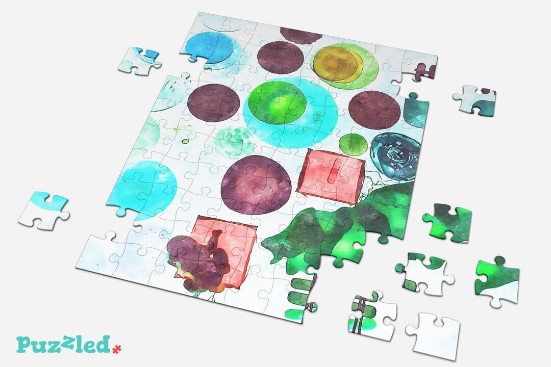 Abstract Art Puzzle, Watercolor Wall Art, Jigsaw Puzzle, Colorful ...