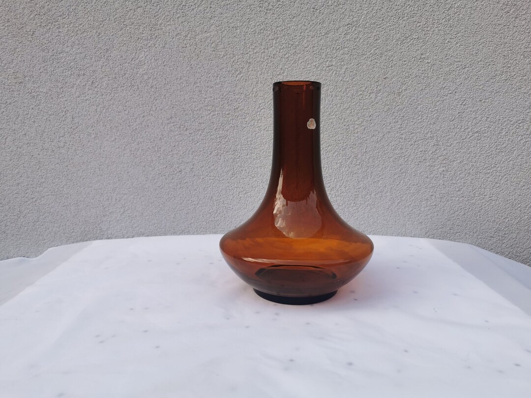 Massive Rocket Glass Vase Scandinavian Design Light Brown Glass Smoked ...