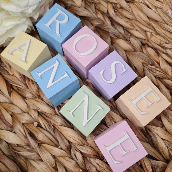 Baby Name Blocks - Etsy UK