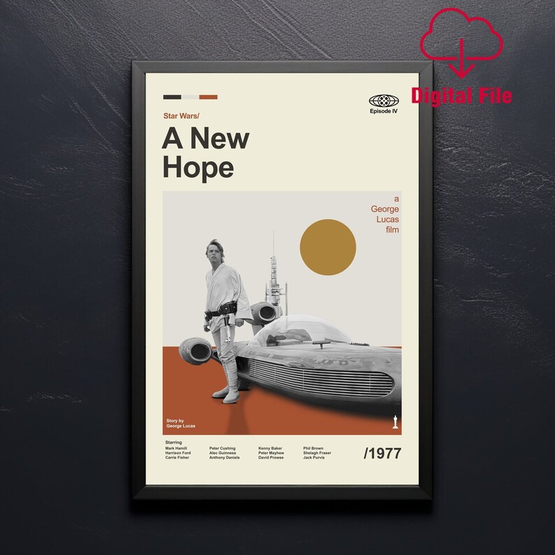 Mid Century Modern Star Wars Episode IV A New Hope Poster Digital Print ...