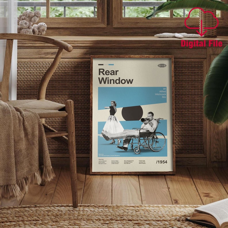 Mid Century Modern Rear Window Poster Digital Print, Modern Movie Wall ...