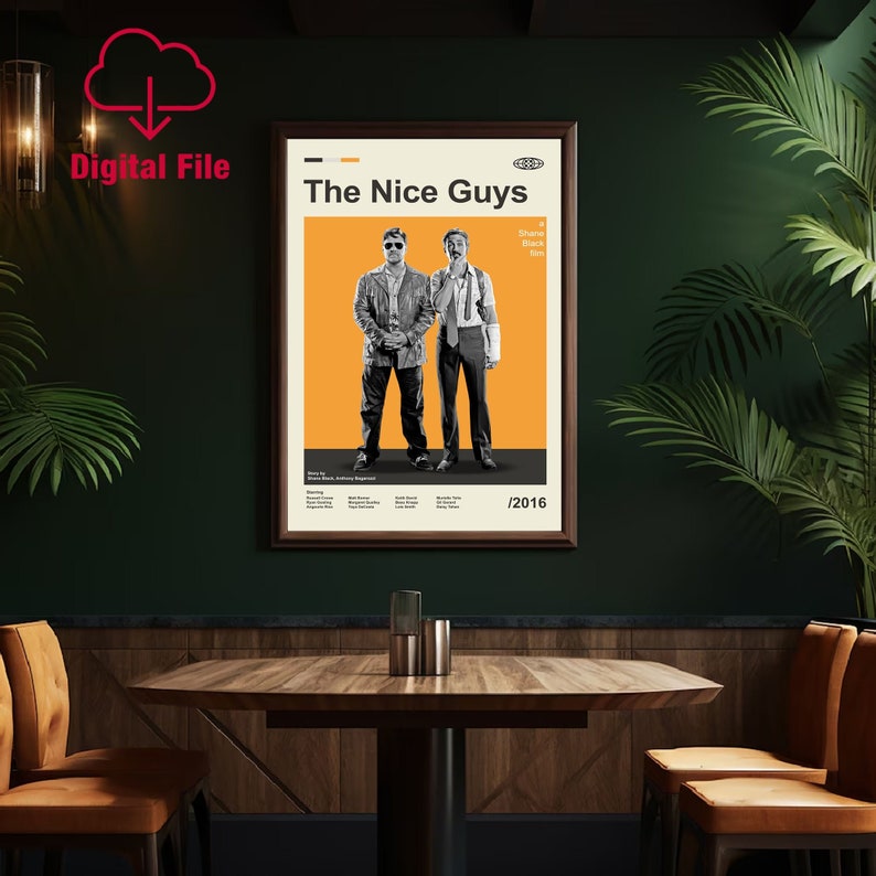 Mid Century Modern the Nice Guys Poster Digital Print, Modern Movie ...