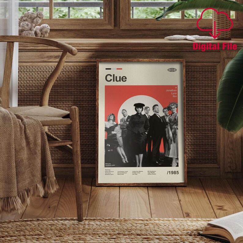 Mid Century Modern Clue Poster Digital Print, Modern Movie Wall Art ...