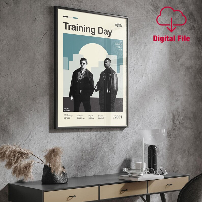 Mid Century Modern Training Day Poster Digital Print, Modern Movie Wall ...