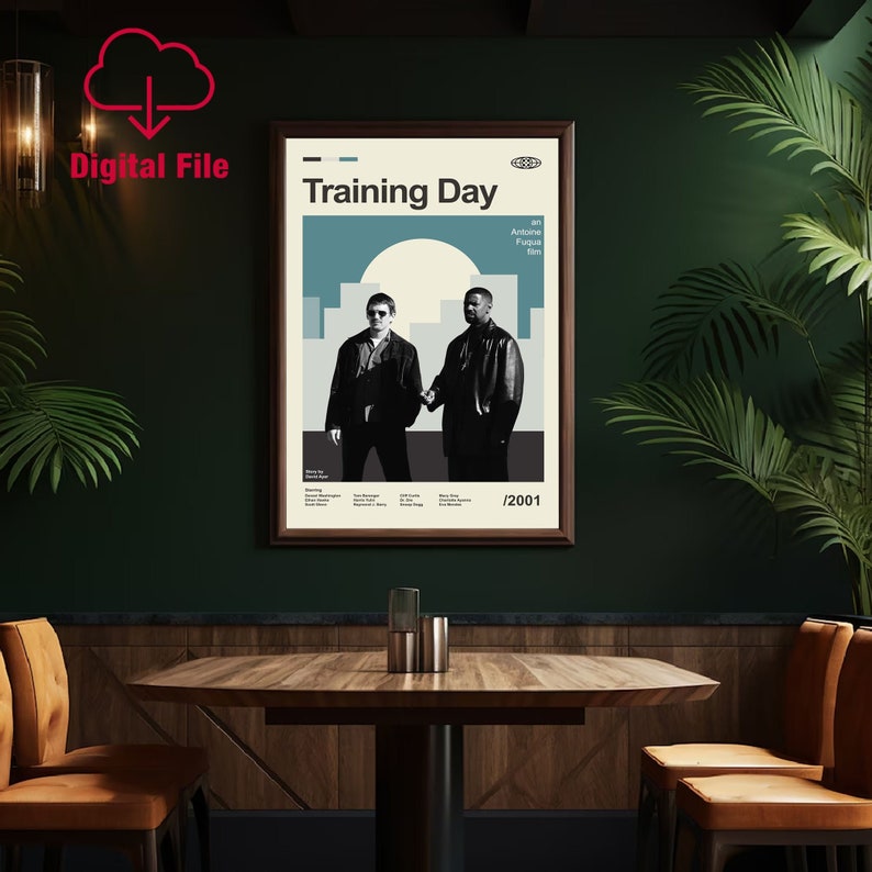 Mid Century Modern Training Day Poster Digital Print, Modern Movie Wall ...