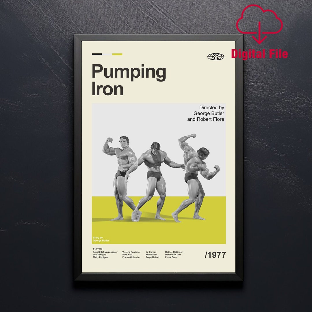 Mid Century Modern Pumping Iron Poster Digital Print, Modern Movie Wall ...
