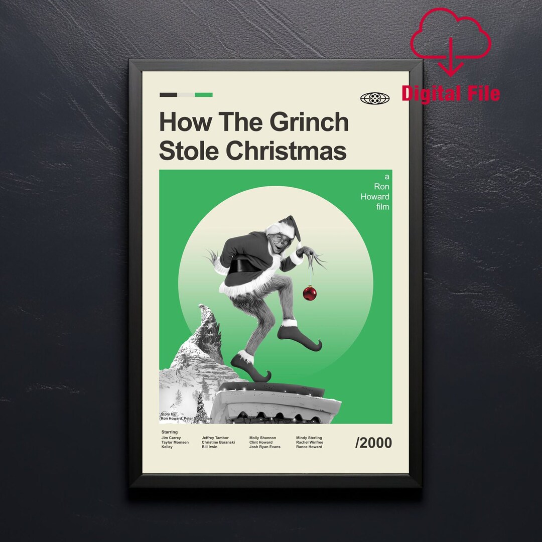 Mid Century Modern How the Grinch Stole Christmas Poster Digital Print ...