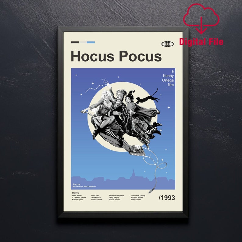 Mid Century Modern Hocus Pocus Poster Digital Print, Modern Movie Wall ...