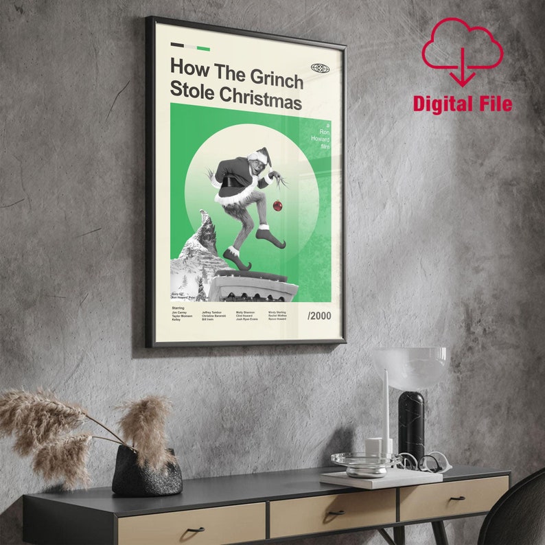 Mid Century Modern How the Grinch Stole Christmas Poster Digital Print ...